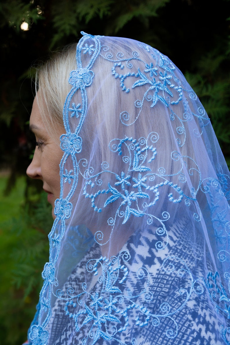 Light Blue Veil, Catholic Mass Veil, Catholic Light Blue Veil - Etsy