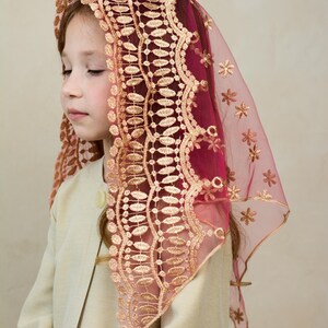 Pink Child Veil, Pink Catholic Kid Veil, Lace Chapel Veil for Child - Etsy