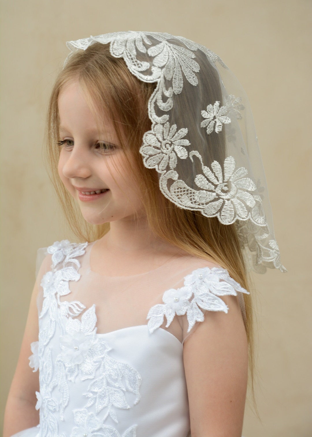 Child White Catholic Veil, Child Chapel Veil, Lace Kid Veil - Etsy