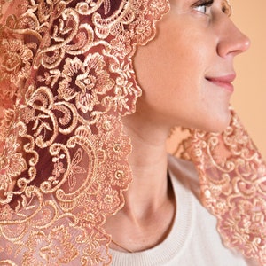 Pink Triangle Lace Veil, Chapel Veil, Latin Mass Veil - Etsy