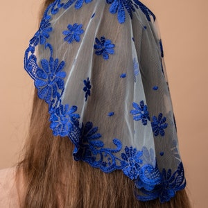 Blue Veil for Church, Catholic Head Covering Veil for Church, Catholic ...