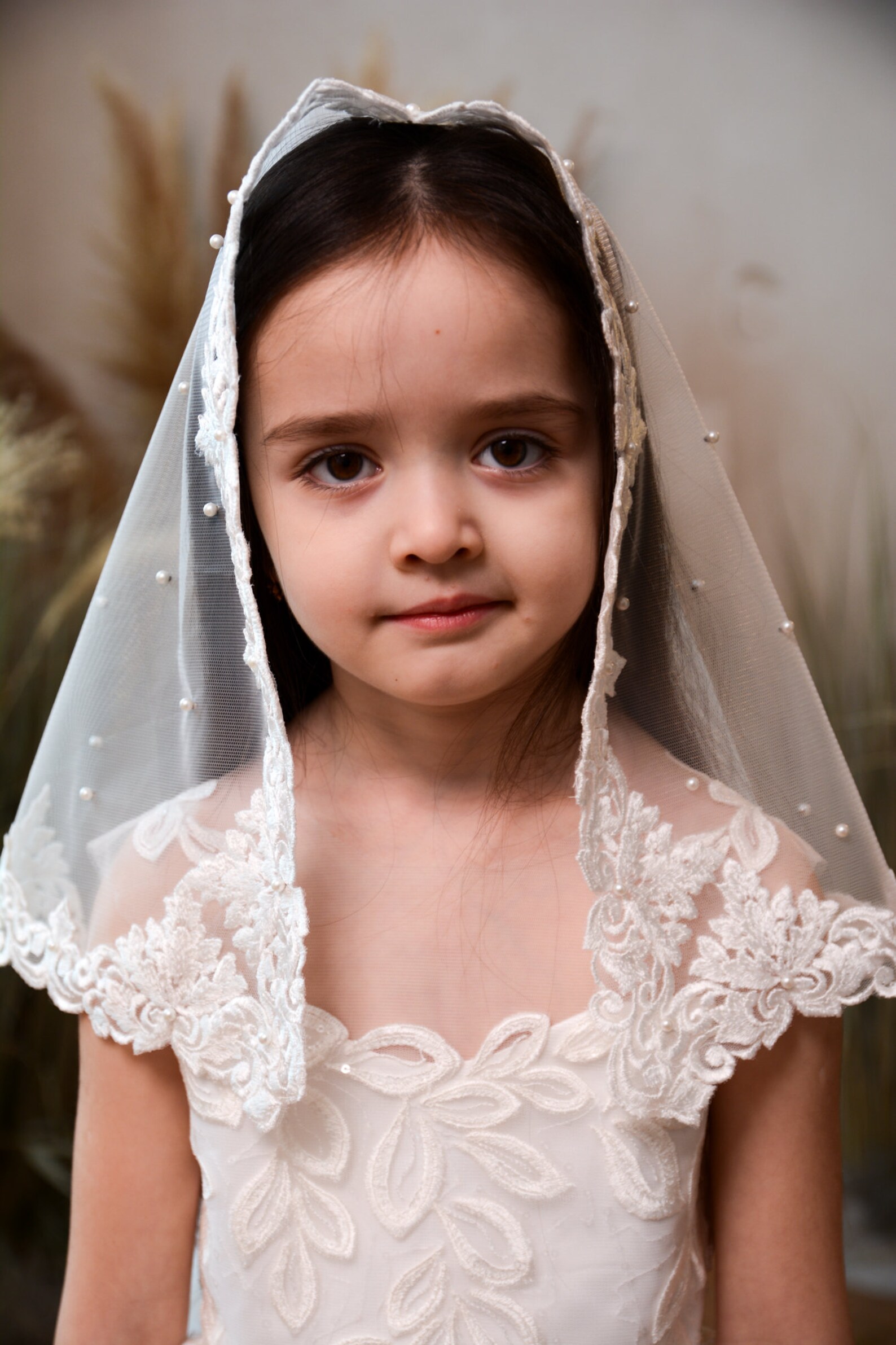 Pearl White Kid Church Veil, Child Catholic Veil, White Short Child ...