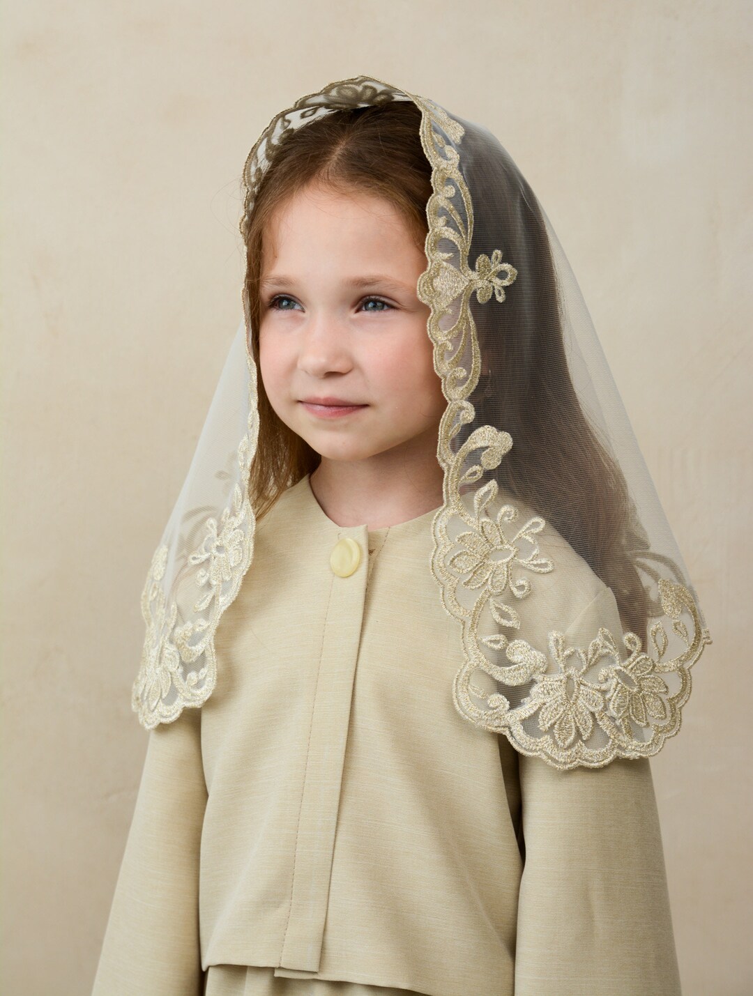 Gold Kid Chapel Veil, Church Veil for Child, Catholic Kid Veil - Etsy