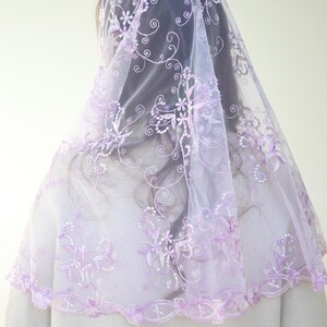 Limited Purple Long Veil, Long Mantilla, Purple Gradient Catholic Veil ...