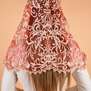 NEW!! Red Infinity Chapel Veil, Catholic Lace Mantilla, Catholic Head ...