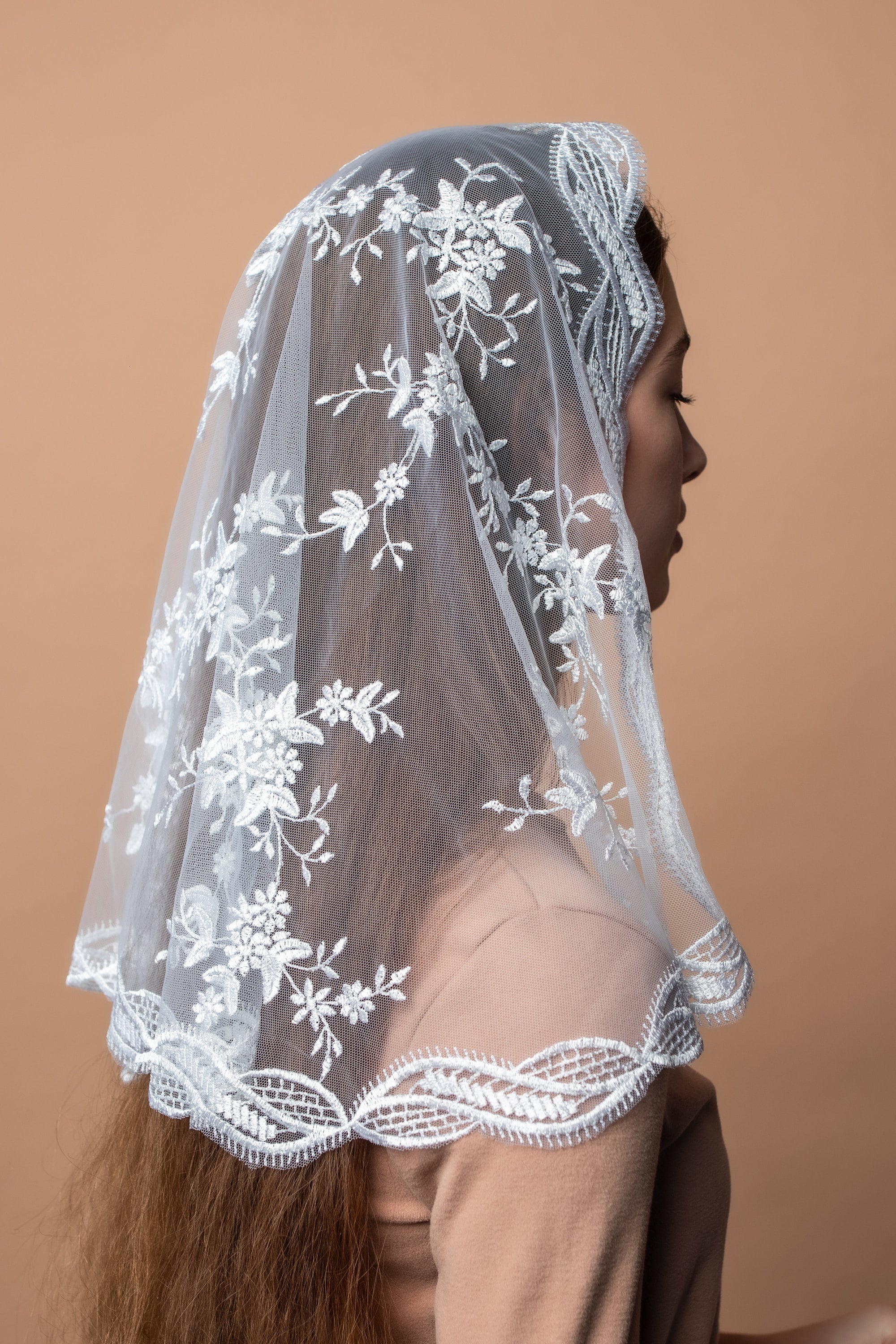 White Short Church Veil Catholic Veil Church Veil Orthodox | Etsy