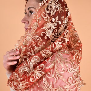 NEW!! Red Infinity Chapel Veil, Catholic Lace Mantilla, Catholic Head ...