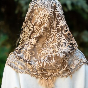 NEW!! Infinity Gold Chapel Veil, Catholic Lace Mantilla, Catholic Head ...