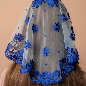 Blue Veil for Church, Catholic Head Covering Veil for Church, Catholic ...