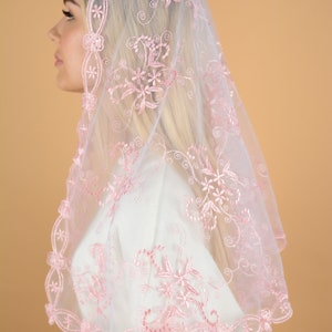 Pink Chapel Veil, Latin Mass Veil, Veil for Church, Catholic Mass Veil ...