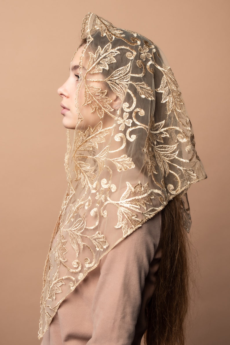Triangle Gold Veil Church Lace Gold Veil Catholic Lace - Etsy