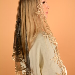 Black Mantilla, Limited Long Veil, Long Mantilla, Black Catholic Veil ...