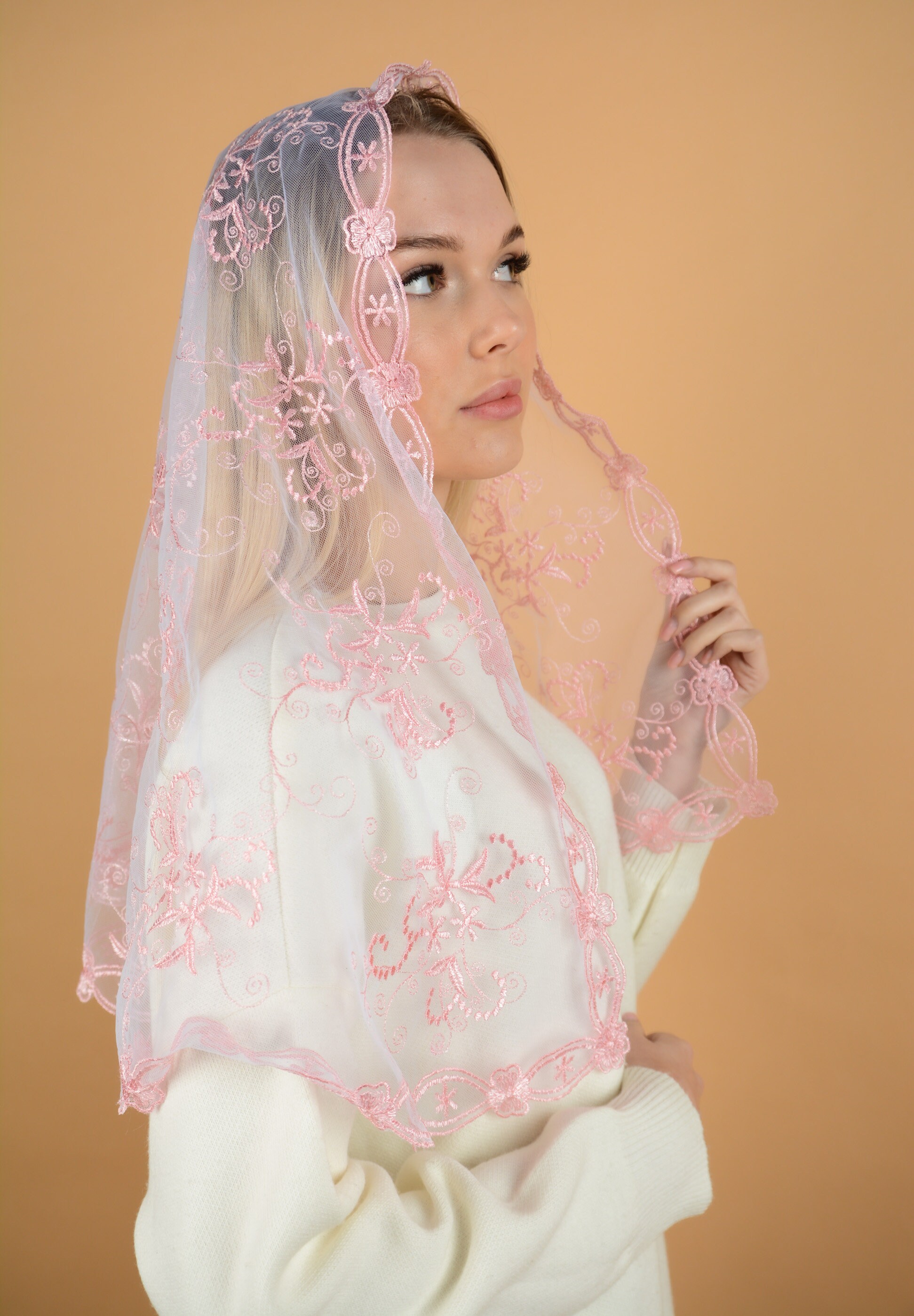 Pink Chapel Veil, Latin Mass Veil, Veil for Church, Catholic Mass Veil ...