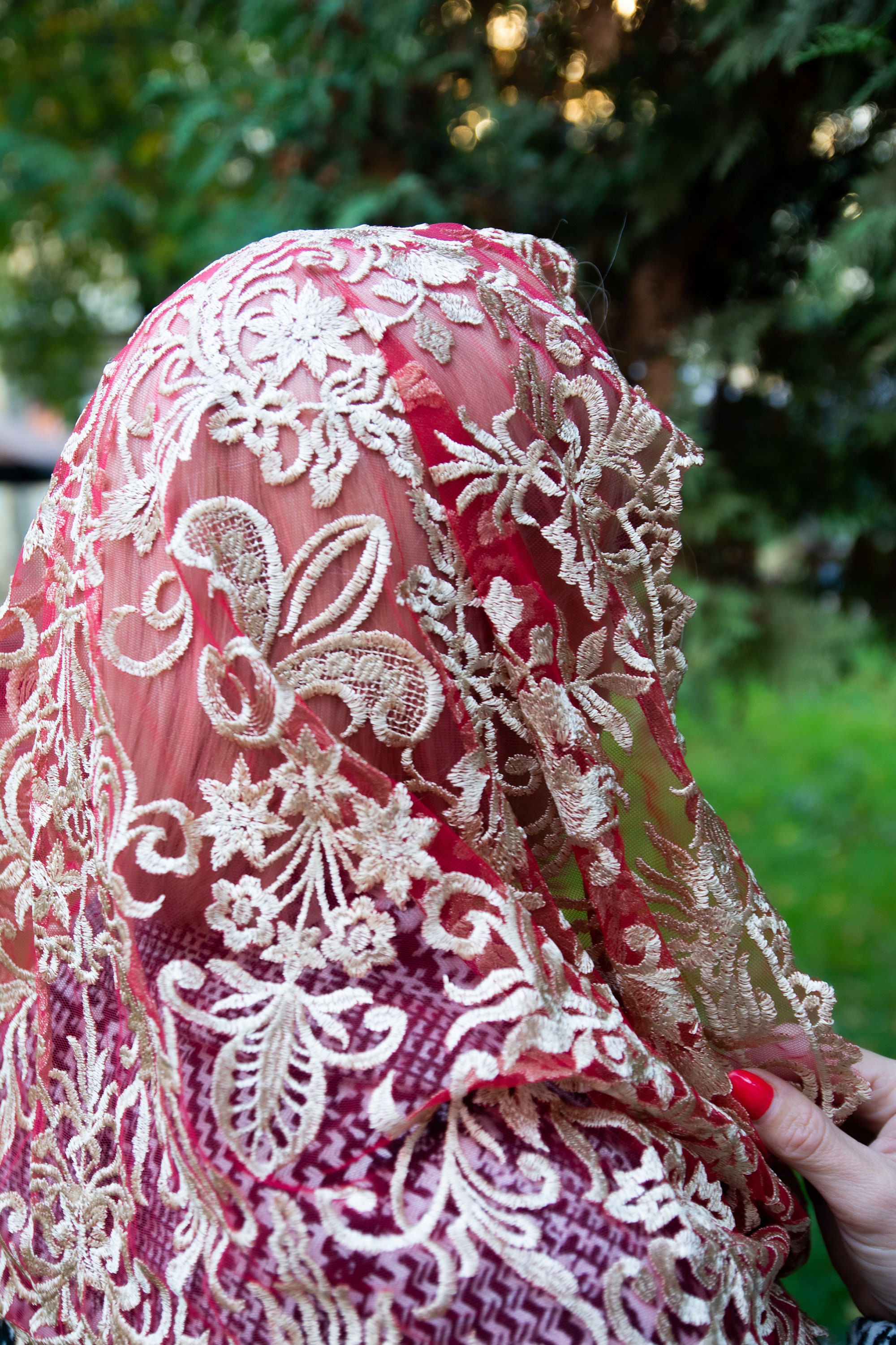 Infinity Chapel Veil With Lace Edge, Catholic Head Covering Veil for ...