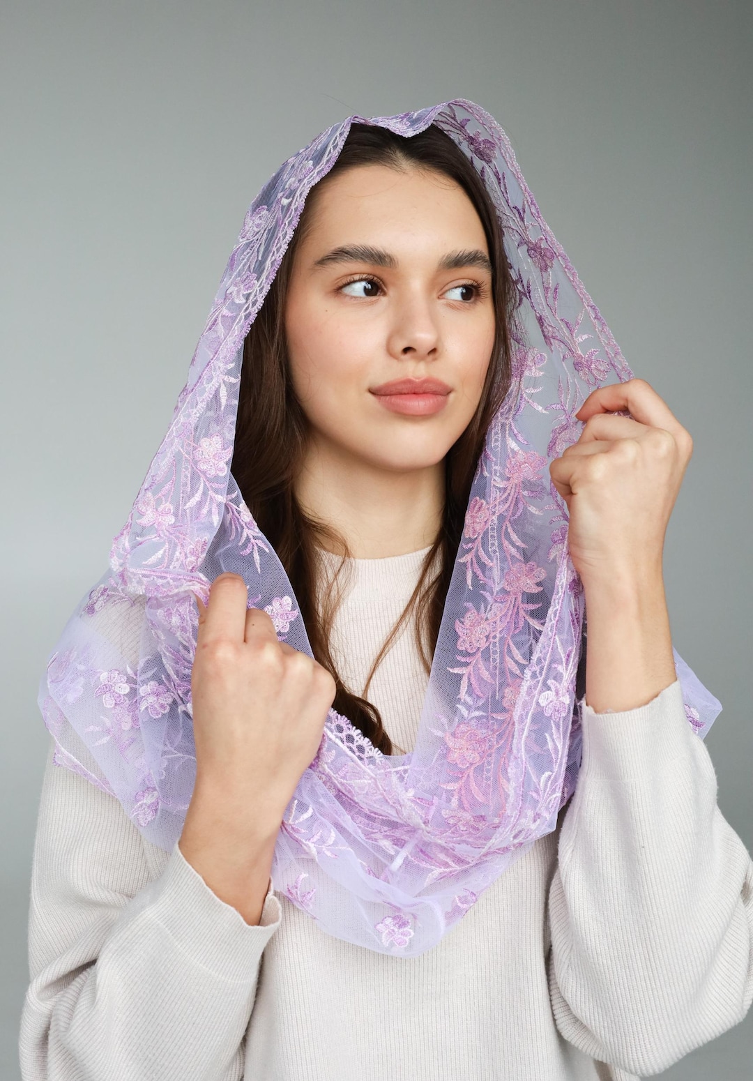 Purple Veil for Church, Ivory Catholic Veil, Chapel Veils, Limited ...