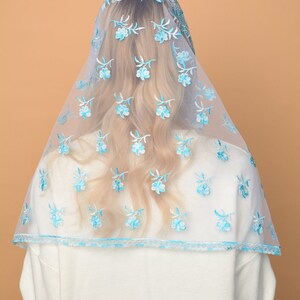 Infinity Light Blue Veil, Veil for Church, Blue Chapel Veil - Etsy