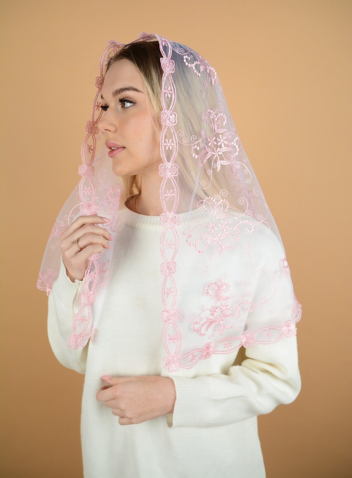 Pink Chapel Veil, Latin Mass Veil, Veil for Church, Catholic Mass Veil ...