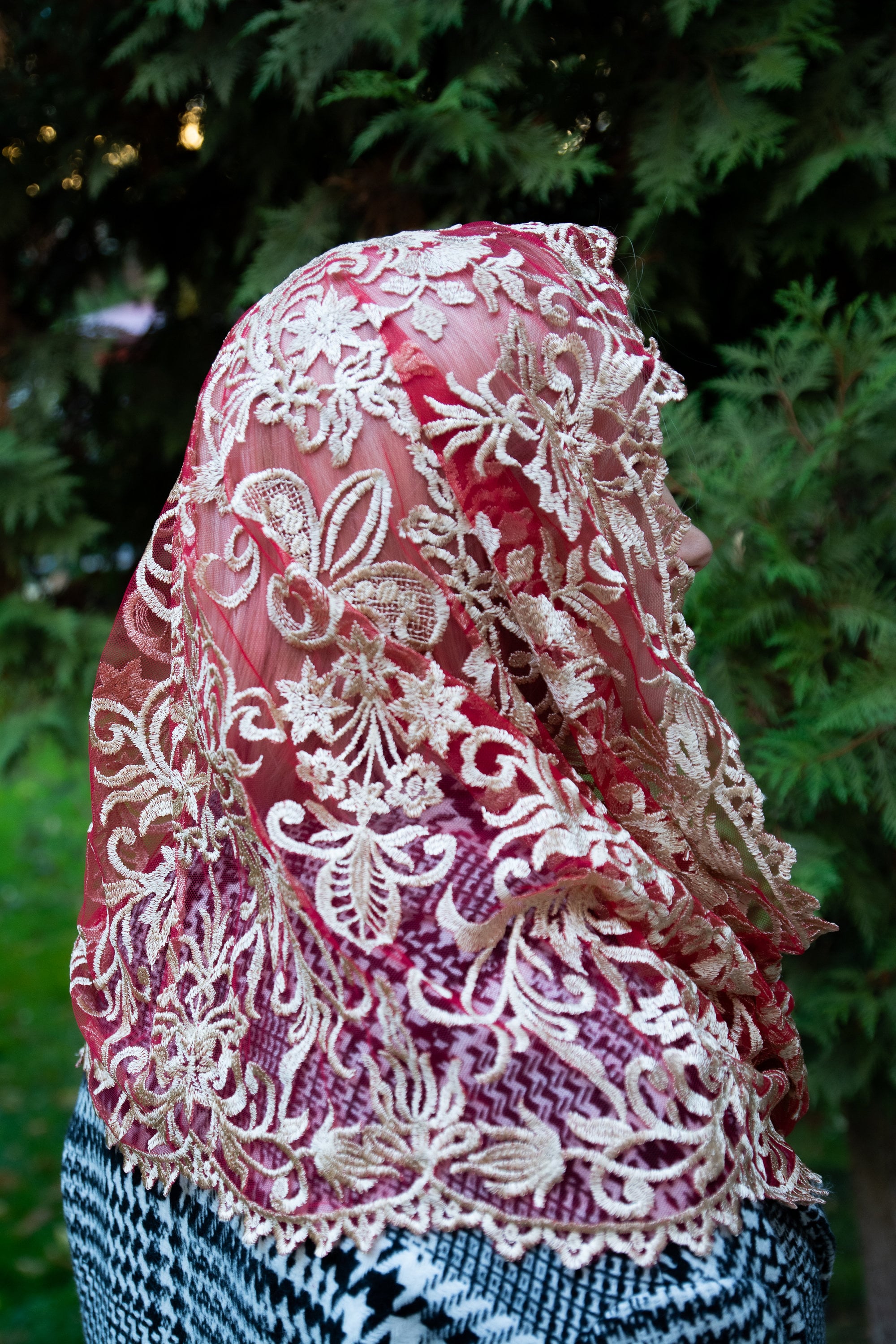 Infinity Chapel Veil With Lace Edge, Catholic Head Covering Veil for ...