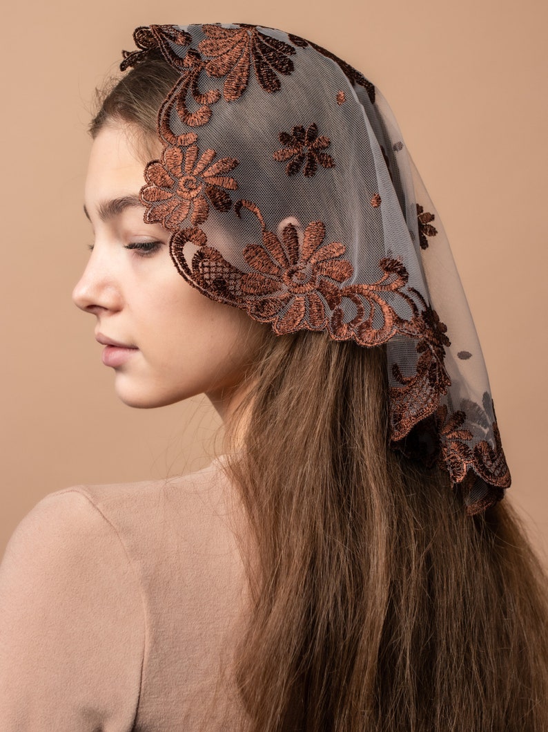 Catholic Head Covering Veil for Church, Round Grey Chapel Veil ...