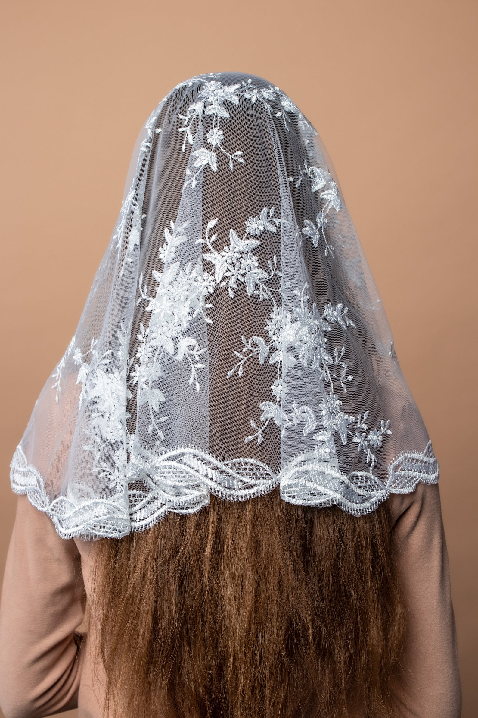 White Short Church Veil, Catholic Veil , Church Veil, Orthodox Veil ...