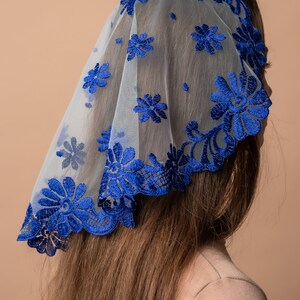 Blue Veil for Church, Catholic Head Covering Veil for Church, Catholic ...