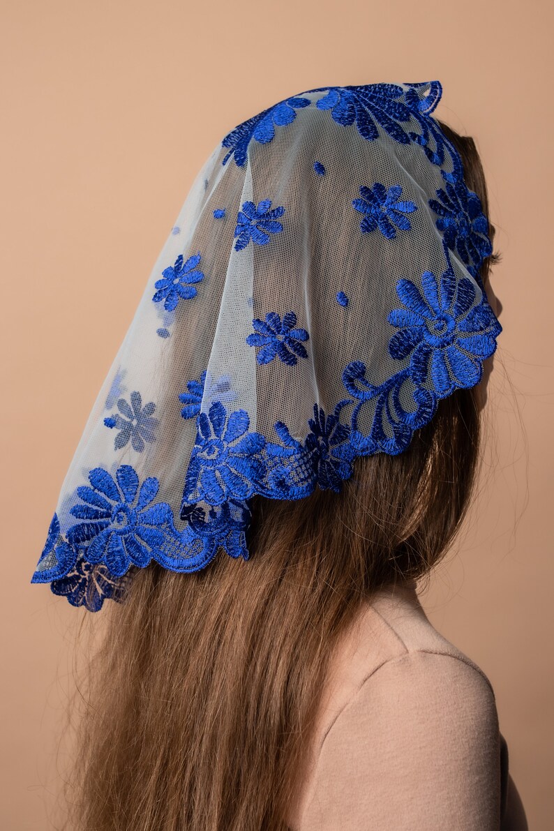 Blue Veil for Church Catholic Head Covering Veil for Church - Etsy