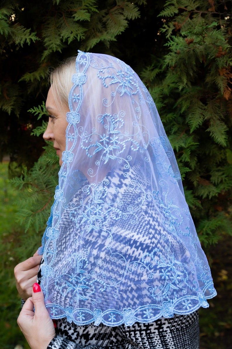 Light Blue Veil, Catholic Mass Veil, Catholic Light Blue Veil - Etsy