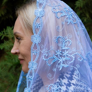 Light Blue Veil, Catholic Mass Veil, Catholic Light Blue Veil - Etsy