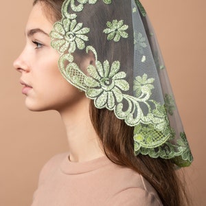 Pistachio Church Veil, Catholic Head Covering Veil for Church, Catholic ...