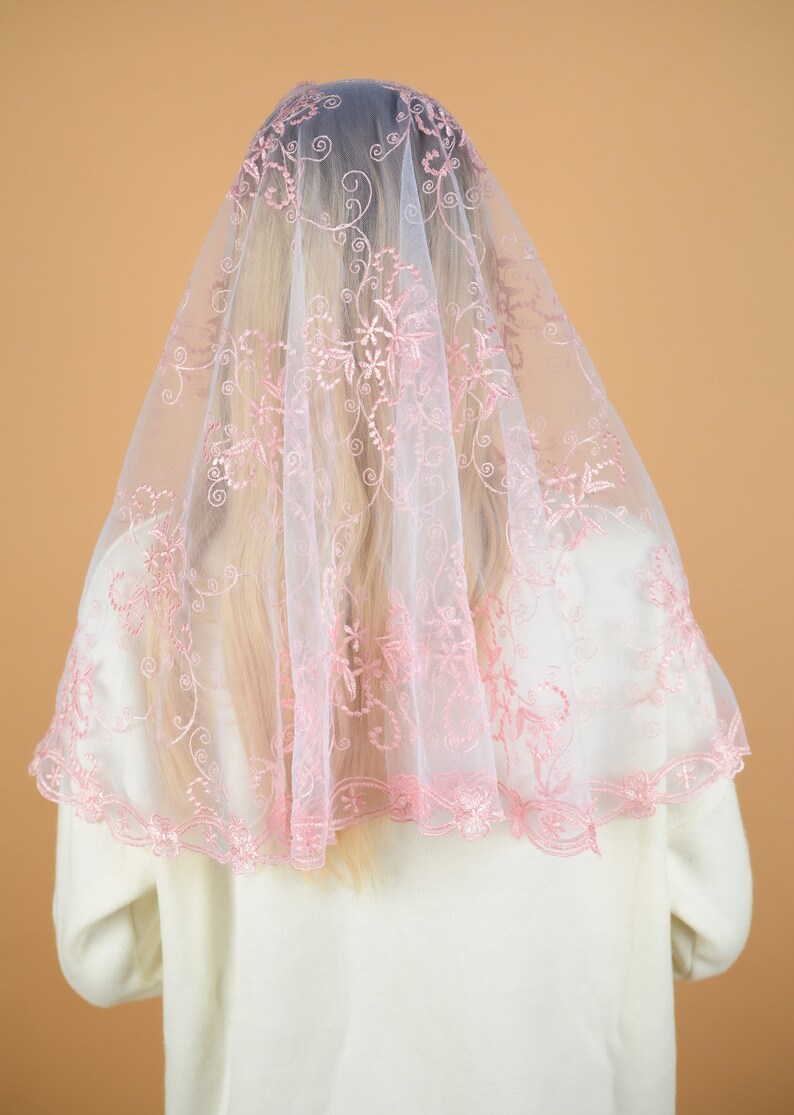 Pink Chapel Veil, Latin Mass Veil, Veil for Church, Catholic Mass Veil ...