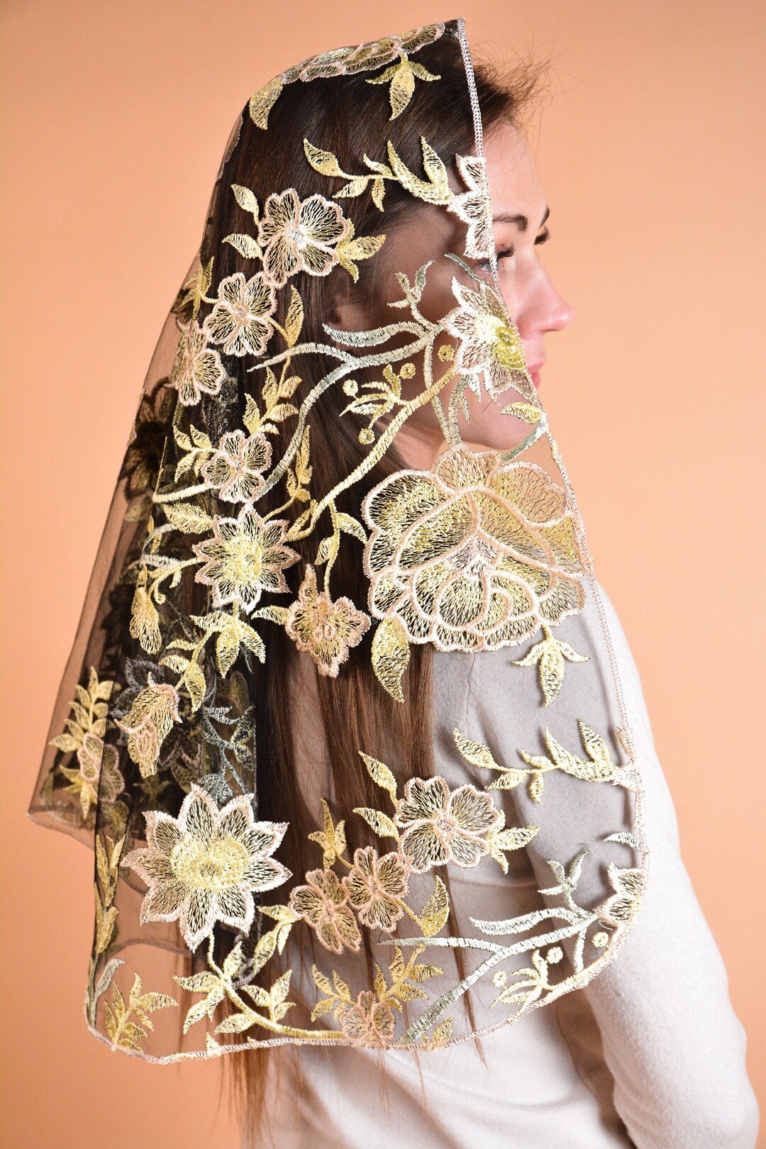 NEW Yellow Mass Veil Long Veil Mantilla Faith Head - Etsy