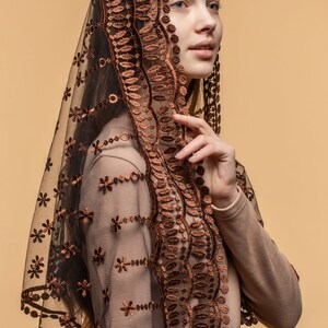 Long Brown Veil, Chapel Long Veil, Faith Head Coverings Holy - Etsy
