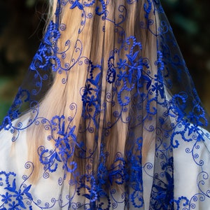 Blue Chapel Veil, Long Church Veil, Catholic Mantilla, Blue Chapel Veil ...