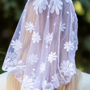 White Catholic Head Covering Veil for Church, Catholic Lace White ...