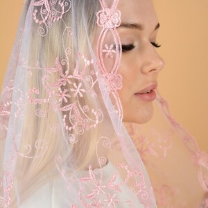 Pink Chapel Veil, Latin Mass Veil, Veil for Church, Catholic Mass Veil ...