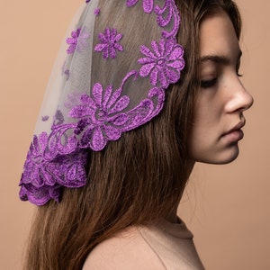 Purple Short Veil, Purple Chapel Veil, Latin Mass Veil, Catholic Veil ...