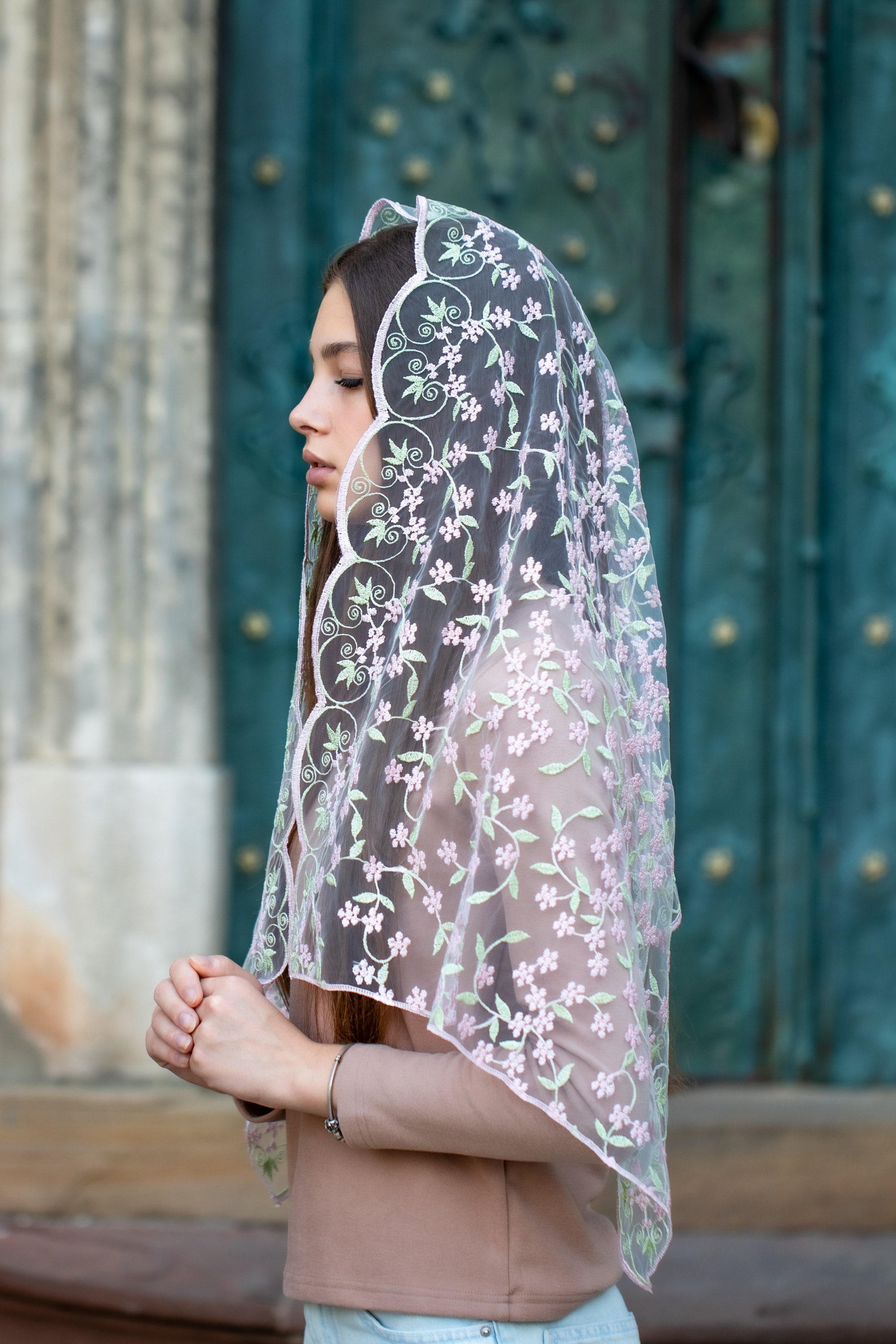 NEW Catholic Lace Shawl with floral design Extra long | Etsy