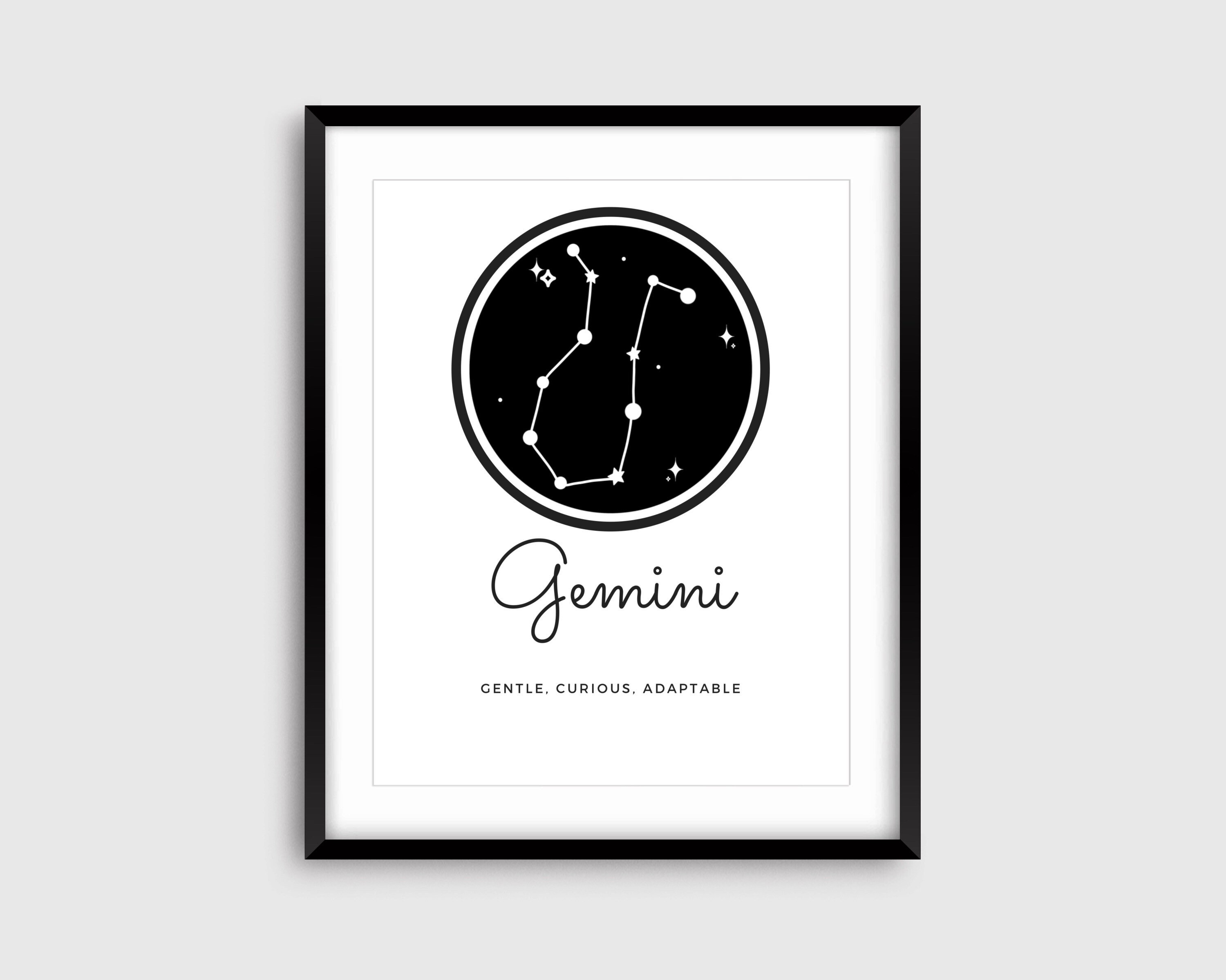 Gemini Constellation Zodiac Sign Print Astrological Wall Art - Etsy