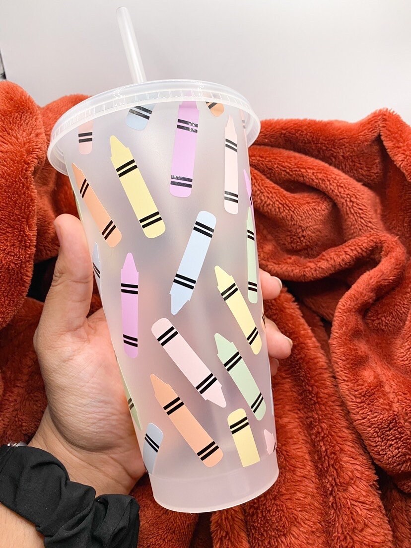 Personalized Reusable Scattered Crayon Cold Cup for Teachers - Etsy