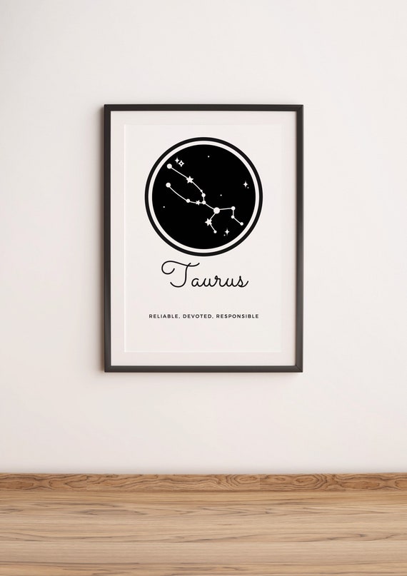 Taurus Constellation Zodiac Sign Print Astrological Wall Art | Etsy