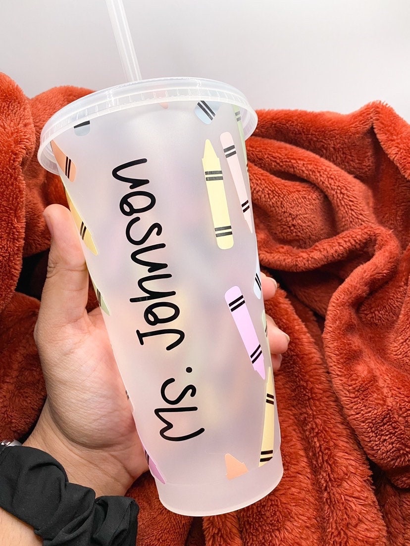 Personalized Reusable Scattered Crayon Cold Cup for Teachers - Etsy