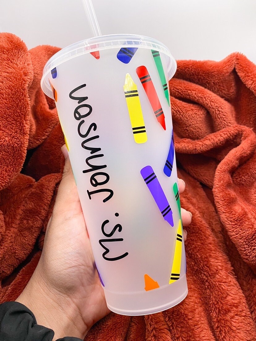 Personalized Reusable Scattered Crayon Cold Cup for Teachers - Etsy
