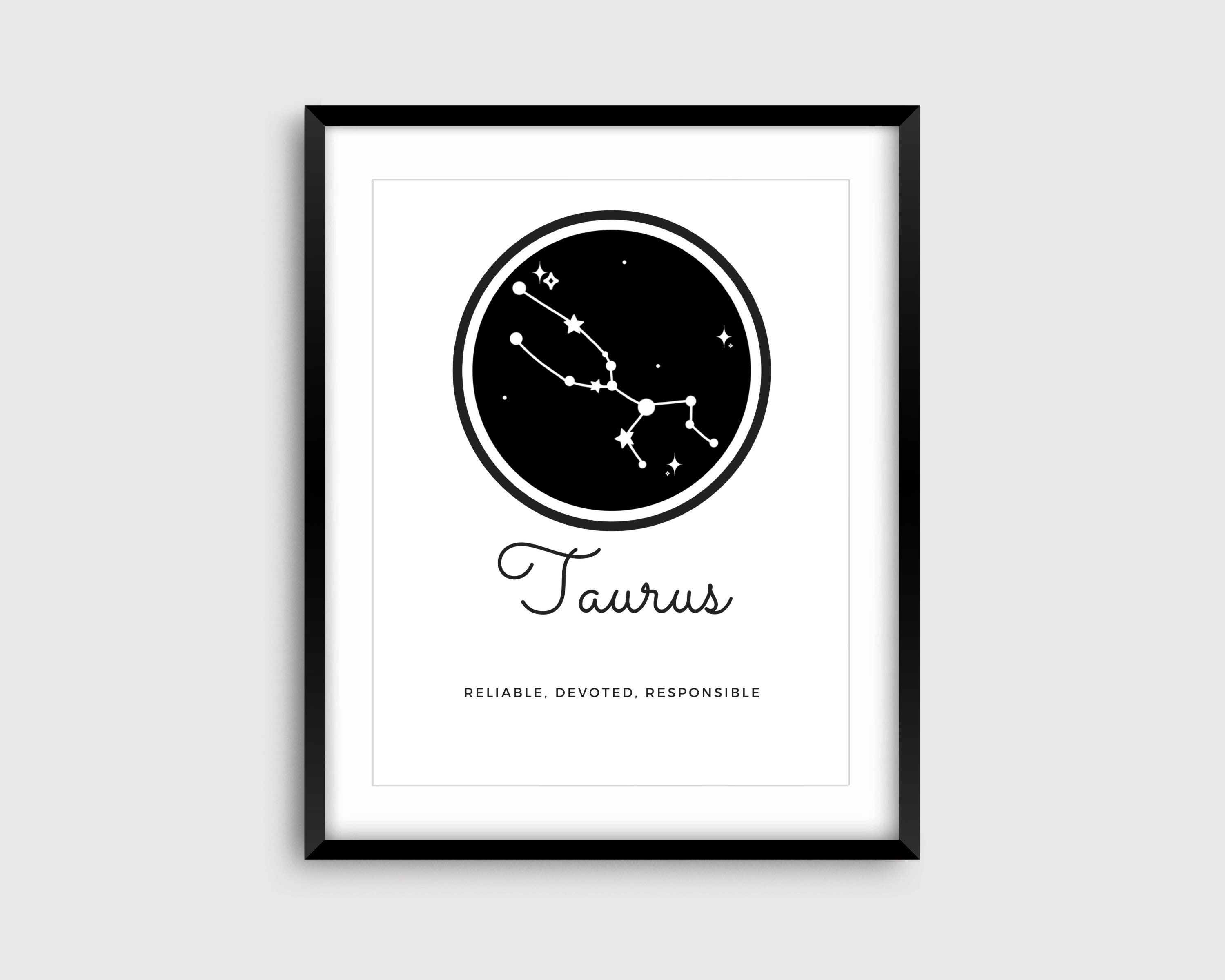 Taurus Constellation Zodiac Sign Print Astrological Wall Art - Etsy