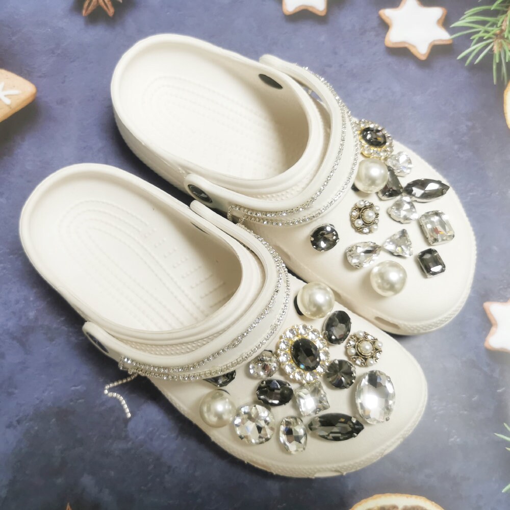 Croc Charms Set of 28 with Chains Luxary Rhinestone Pearls | Etsy