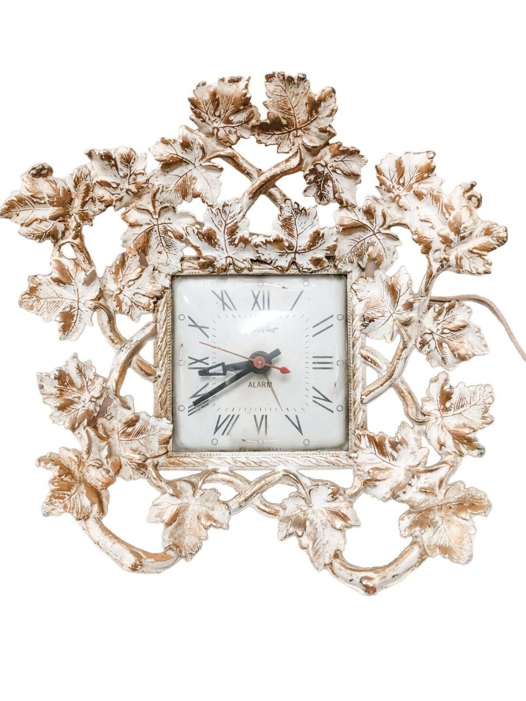 Vintage Guild Crest Ornate Gold Leaf Vanity Clock Telechron Electric ...