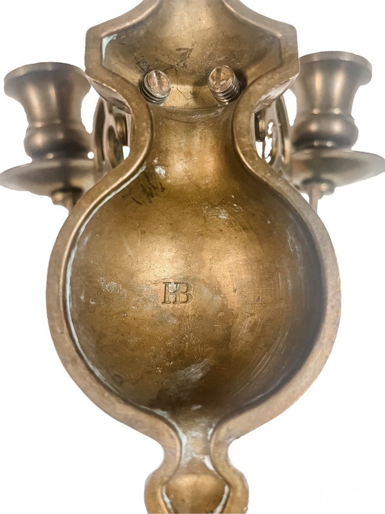 Vintage HB Solid Brass Double Arm Wall Sconce Taper Candle Holder - Etsy