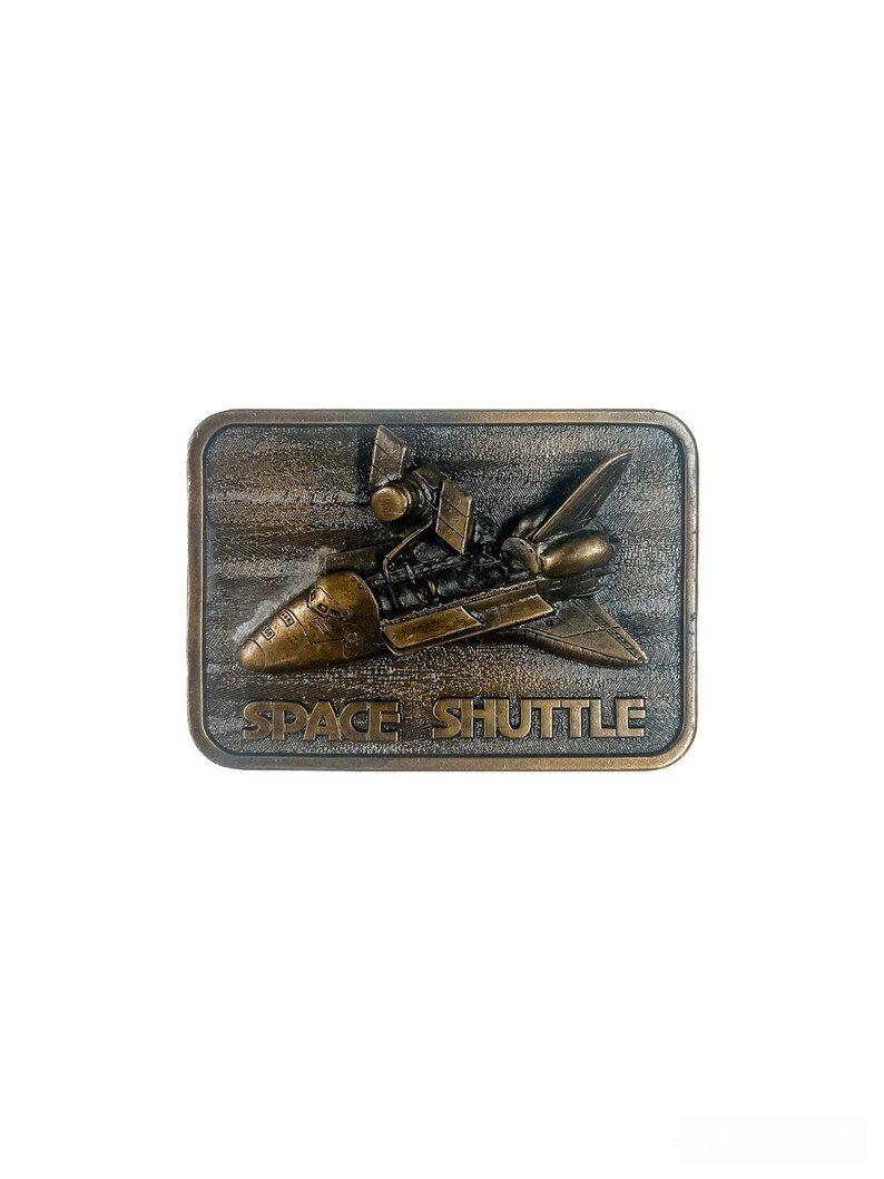 Vintage 1980 3D Space Shuttle Bronze Belt Buckle by Buckle Connection ...