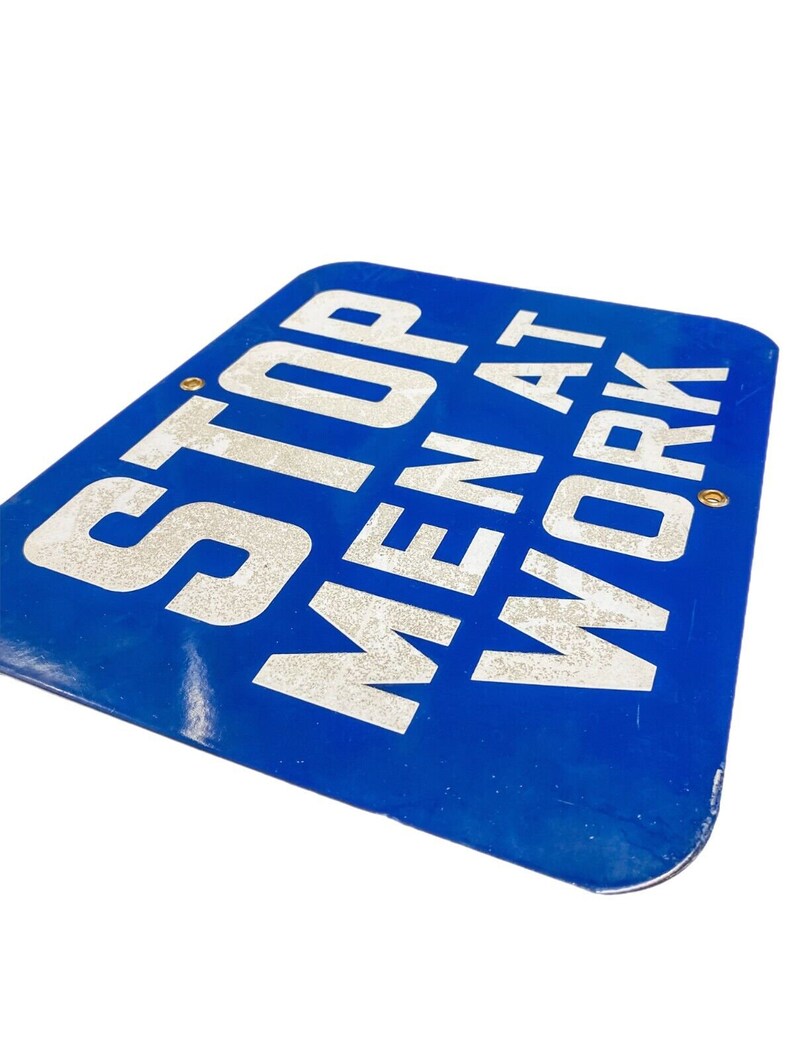 Vintage Railroad "stop Men at Work" Sign (porcelain) - Etsy