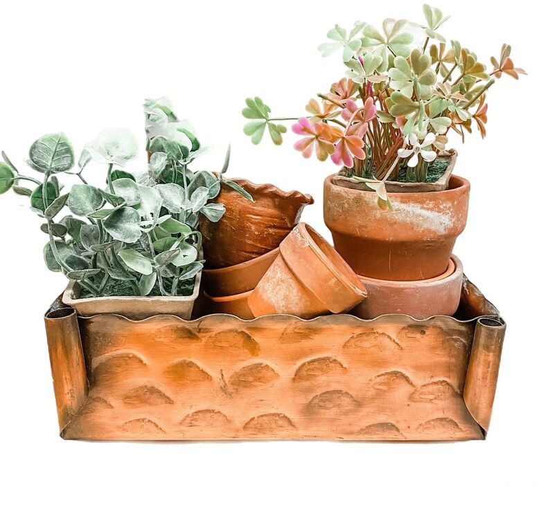 Vintage Copper Scalloped Planter With Looped Corners - Etsy