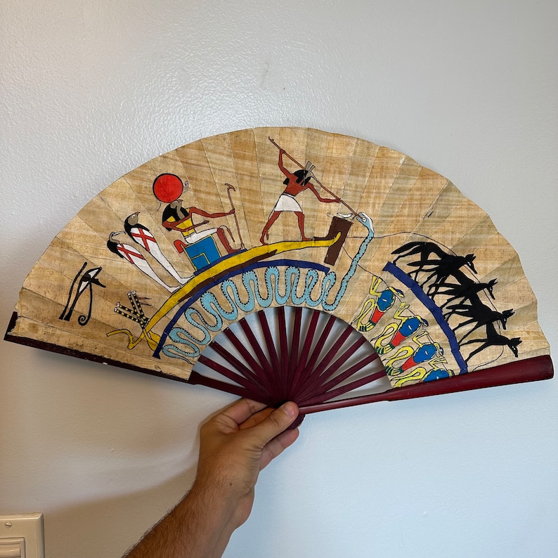 Papyrus Paper Fan With Ancient Egyptian Mythological Story of Ra - Etsy
